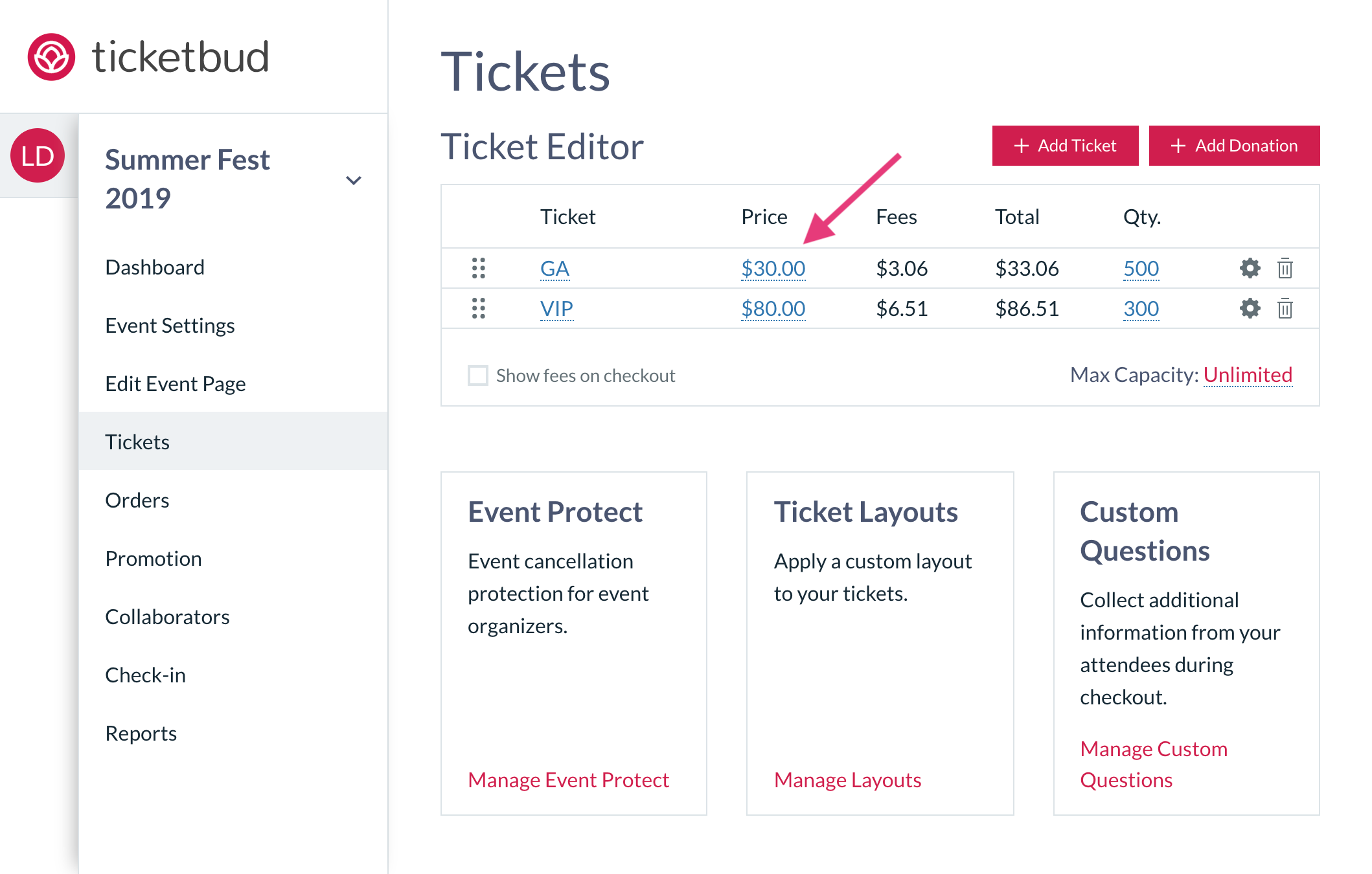 Absorb Fees – Ticketbud Help Center