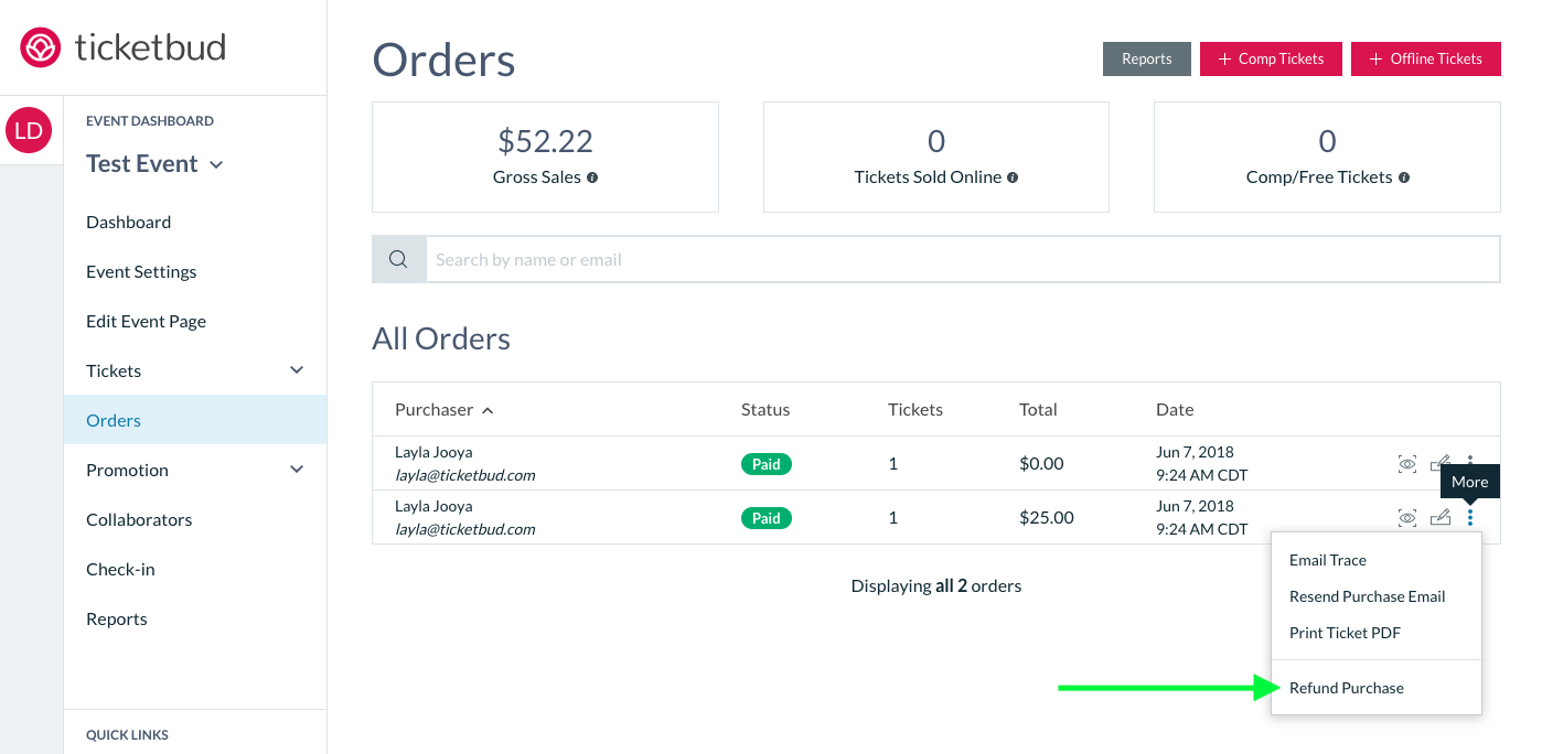 Issue Refunds – Ticketbud Help Center